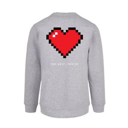 F4NT4STIC Herren Kapuzenpullover "Pixel Herz Happy New Year Silvester", grau, Gr. XXL, Obermaterial: 50% Baumwolle, 50% Polyester, Pullover, Print