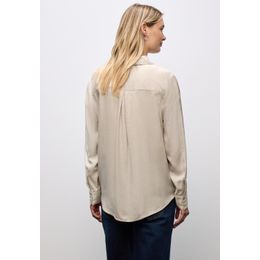 Street One Damen Langarmblusemorning beige meliert, Gr. 42, Web, Obermaterial: 100% Viskose, Blusen, mit Gallonstreifen und Knopfleiste