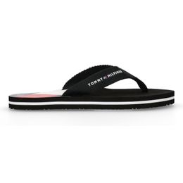 Tommy Hilfiger Damen Zehentrenner, Gr. 31, schwarz, Polyester, Schuhe, Slides, Sandale mit Zehensteg