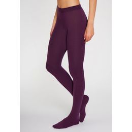 Lavana Damen Strickstrumpfhose, Gr. 32, lila, Obermaterial: 70% Baumwolle, 28% Polyamid, 2% Elasthan, Strumpfhosen, Thermosan, fein gestrickt und