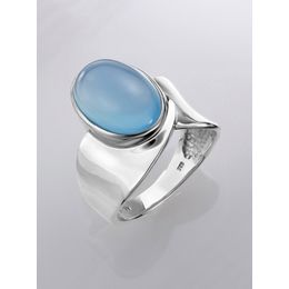 Lady Damen Fingerring, 19, Glas Silber 925 (Sterlingsilber), blau, Glas, Silber 925 (Sterlingsilber), Fingerringe