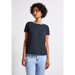 Street One Damen T-Shirt, blau, Gr. 46, unifarben, Stoff, 95% Viskose, 5% Elasthan, Shirts, Feel Good Fit