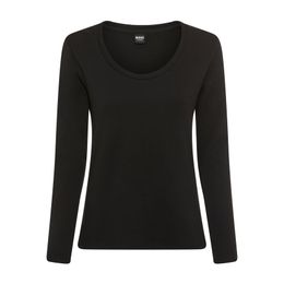 BOSS Damen Langarmshirt "Waffle", Gr. XS, schwarz, Jersey, Obermaterial: 60% Baumwolle, 40% Polyester, Waffelmuster, Shirts, Schlaf-Top,