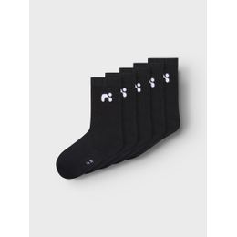 name it Damen Socken "NKNLARIS 5P SOCK NOOS", Gr. 34, schwarz, Baumwollmischung, unifarben, Socken