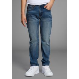 Kidsworld Kinder Straight-Jeans "Gerade Stretchjeans", blau, Gr. 182, Abriebeffekte, Denim/Jeans, Obermaterial: 98% Baumwolle, 2% Elasthan, Jeans,