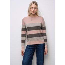 Strickpullover Street One, Damen, Gr. 34, faded rose meliert, Feinstrick, 71% Viskose, 29% Nylon, gestreift, comfort fit normal, U-Boot-Ausschnitt, normaler Saum, Pullover, im Streifen-Design