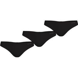 Damen Tanga "THONG 3PK", Calvin Klein Underwear, Gr. XL, schwarz, Jersey, Obermaterial: 73% Polyamid, 27% Elasthan, unifarben, Unterhosen, mit