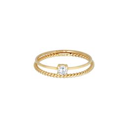 Elli Damen Solit&auml;rring "Zirkonia Gedreht Twisted Set (2 tlg) 925 Silber", 58mm,mit Steinen, Silber 925 (Sterlingsilber)gold, Silber 925