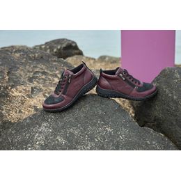 Rieker Damen Sneakerboots, Gr. 40, lila, Lederimitat, Schuhe, High Top Sneaker, Schn&uuml;rboots, Stiefelette mit floralem Muster
