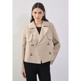 Damen Kurzjacke, beige, Gr. 46, STREET ONE STUDIO, unifarben, Web, Obermaterial: 69% Baumwolle, 31% Polyester; Futter: 100% Polyester, Jacken, mit