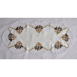 Tischdecke, B:40cm L:77cm, bunt, Stickereien Plauen, Polyester, Tischdecken, "Glockenzauber", rechteckig