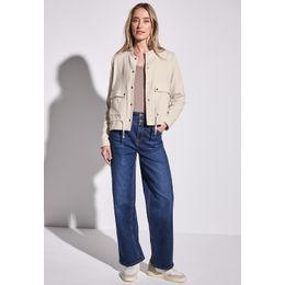 Street One Damen Kurzjacke, beige, Gr. 46, unifarben, Web, 100% Baumwolle, Jacken, aus reiner Baumwolle