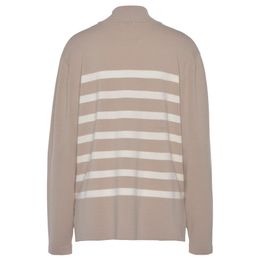 Lascana Damen Rollkragenpullover, Gr. 36, beige, Strick, Obermaterial: 50% Viskose (LENZING ECOVERO ), 28% Polyester, 22% Nylon, gestreift, Pullover