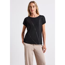 Street One Damen T-Shirt, schwarz, Gr. 36, unifarben, Stoff, 95% Viskose, 5% Elasthan, Shirts, aus softer Viskose