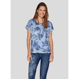 Rabe Damen Print-Shirt "T-Shirt", blau, Gr. 44, 95%Viskose 5%Elastan, Shirts