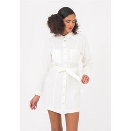 FRESHLIONS Damen Jerseykleid "Belinda", wei&szlig;, Gr. S, unifarben, 100% Leinen, Kleider, mit praktischem Bindeband