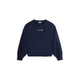 Tommy Hilfiger Damen Sweatshirt "CLASSIC SCRIPT TERRY SWEATSHIRT", blau, Gr. L, unifarben, Sweatware, Obermaterial: 100% Baumwolle, Sweatshirts