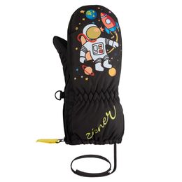 Ziener Baby F&auml;ustlinge "LEPRINT-Z AQUASHIELD Kinder", schwarz, Gr. 1, Kunstfaser, Handschuhe, warm, wasserdicht, windddicht, atmungsaktiv, langer