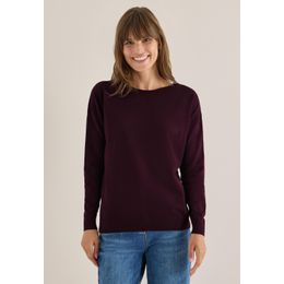 Strickpullover Cecil, Damen, Gr. S (38), eggplant rot, Stoff, 50% Viskose, 28% Polyester, 22% Nylon, unifarben, comfort fit normal, U-Boot-Ausschnitt, elastischer Bund, Pullover, mit Struktur-Optik