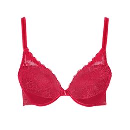 LISCA Damen Push-up-BH "Push up BH Evelyn", Gr. 80, rot, Spitze, Obermaterial: 82% Polyamid PA. 18% Elasthan EL., BHs