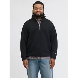 Jack & Jones PlusSize Herren Troyer "JORNORREBRO KNIT HALF ZIP PLS", schwarz, Gr. 4XL, JACK & JONES PLUSSIZE, unifarben, Strick, Obermaterial: 55% Baumwolle, 22%