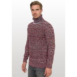 Rusty Neal Herren Strickpullover, rot, Gr. XL, unifarben, 70% Polyacryl, 30% Baumwolle, Pullover, mit angesagtem Karo-Design