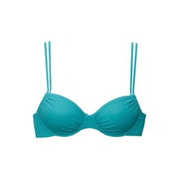 Buffalo Damen B&uuml;gel-Bikini-Top "Happy", blau, Gr. 42, unifarben, Microfaser, Polyamid, Bikini-Oberteile, seitlich zu raffen