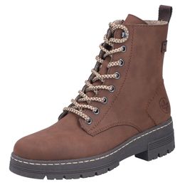 Rieker Damen Schn&uuml;rstiefelette, Gr. 37, braun, Lederimitat, Schuhe, Schn&uuml;rboots, Plateauboots, Profilsohle, mit Innenrei&szlig;verschluss