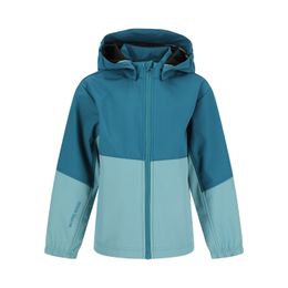 Softshelljacke ZIGZAG "Troy", Kinder, Gr. 104, blau (dunkelblau, t&uuml;rkis), 100% Polyester, unifarben, normal, ohne Ausschnitt, Jacken Softshelljacke, mit wasserabweisender Beschichtung
