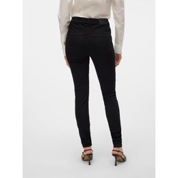 V&eacute;ro Moda VERO MODA Damen Skinny-fit-Jeans "VMTATIANA MR S PIPING JEANS", schwarz, Gr. L, unifarben, Denim/Jeans, Obermaterial: 50% Baumwolle, 38% Polyester,