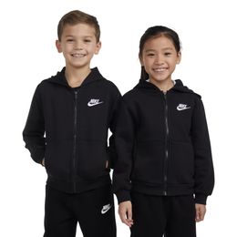 Nike Sportswear Jungen Kapuzensweatjacke, schwarz, Gr. 122, unifarben, Jersey, Obermaterial: 60% Baumwolle, 40% Polyester, Sweatjacken, für Kinder