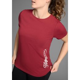 Kangaroos Damen T-Shirt, rot, Gr. 40, Obermaterial: 95% Baumwolle, 5% Elasthan, Shirts, Kurzarm, casual, unifarben, gro&szlig;e Gr&ouml;&szlig;en