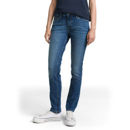 Tom Tailor Damen Slim-fit-Jeans, blau, Gr. 33, unifarben, Denim/Jeans, Obermaterial: 99% Baumwolle, 1% Elasthan. Futter: 65% Baumwolle, 35%