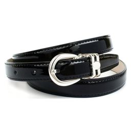 Anthoni Crown Damen Lederg&uuml;rtel, schwarz, Gr. 100, unifarben, Leder, G&uuml;rtel, in schmaler Form aus Lackleder, helle R&uuml;ckseite