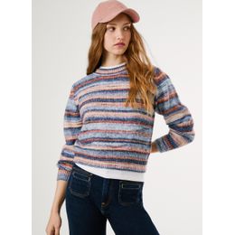 Pepe Jeans Damen Strickpullover "CELESTE CREW", wei&szlig;, Gr. XL, gestreift, Strick, Obermaterial: 47% Polyester, 39% Polyacryl, 8% Nylon, 6% Wolle,