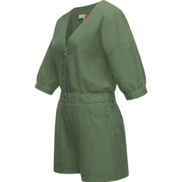 Ragwear Damen Jumpsuit "Ipsie", gr&uuml;n, Gr. XXL, Material: 65% Baumwolle, 35% Leinen, Overalls, schicker, kurzer Damen Overall in Military-Look