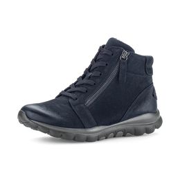 Damen Schn&uuml;rboots, Gabor Rollingsoft, Gr. 37, blau, Nubukleder, unifarben, Schuhe, Keilabsatz, Komfortboots mit profilierter Gummilaufsohle