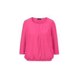 GOLDNER Damen Kurzarmbluse "Chiffon-Shirt mit 3/4-Arm, Rundhals", rosa, Gr. 42, Obermaterial: 95% Viskose CV. 5% Elasthan EL., Blusen