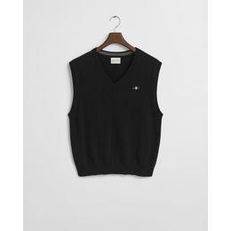 Gant Herren Pullunder "CLASSIC COTTON VEST", schwarz, Gr. 4XL, Web, Obermaterial: 100% Baumwolle, Pullover, V-Ausschnitt, regular fit