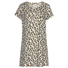 Vivance Dreams Damen Nachthemd, Gr. 36, gelb, Single Jersey, Obermaterial: 100% Baumwolle, animal-print, Basic, Kleider, mit Animal-Print