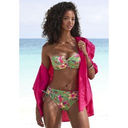 Lascana Damen B&uuml;gel-Bandeau-Bikini-Top "Malia", rosa, Gr. 36, bedruckt, floral, Microfaser, Microfaser, Polyamid, Bikini-Oberteile, mit tropischem