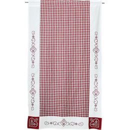 Gardine, B:90cm H:160cm, rot, HOSSNER - ART OF HOME DECO, Polyester, Wohnzimmer, Gardinen, "Kulm", Landhaus-Look