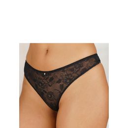 Lascana Damen String, Gr. 36, schwarz, Spitze, Obermaterial: 85% Polyamid, 15% Elasthan, Unterhosen, aus feiner, flacher Spitze