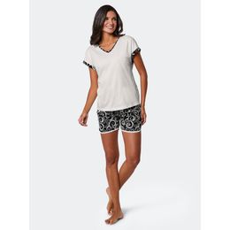 w&auml;schepur W&Auml;SCHEPUR Damen Shorty, Gr. 40, schwarz-wei&szlig;, 50% Baumwolle, 50% Viskose, Homewear-Sets