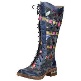 Laura Vita Damen Schn&uuml;rstiefel "Laura Vita Stiefel Leder/Textil", Gr. 39, blau, Leder, Textil, Schuhe