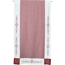 Gardine, B:90cm H:180cm, rot, HOSSNER - ART OF HOME DECO, Polyester, Wohnzimmer, Gardinen, "Kulm", Landhaus-Look