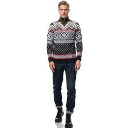 Rusty Neal Herren Strickpullover, schwarz, Gr. L, mehrfarbig, unifarben, 70% Polyacryl, 30% Baumwolle, Pullover, mit winterlichem Muster