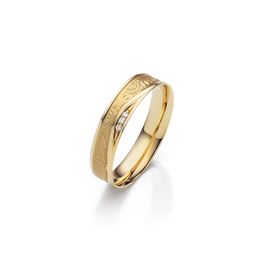 Firetti Damen Trauring "Schmuck Geschenk Gold 375 Hochzeit Ehering Partnerring "LIEBE"", 56, 0,02 SI = kleine Einschl&uuml;sse mit Brillanten, Gelbgold