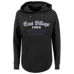 F4NT4STIC Damen Kapuzenpullover "East Village Manhatten OVERSIZE HOODIE", schwarz, Gr. XS, Obermaterial: 100% Baumwolle, Pullover, Print