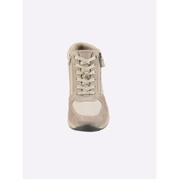 Casual Looks Damen Stiefelette, Gr. 38, beige, Glattleder, Veloursleder, Schuhe
